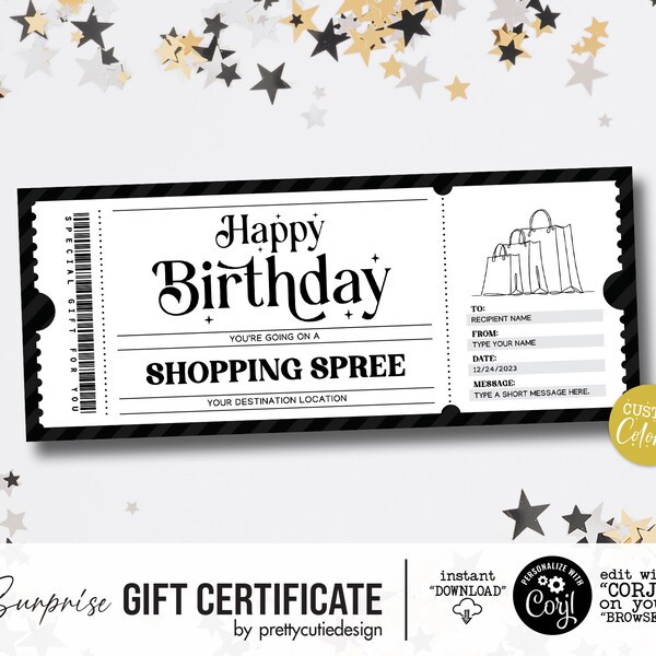 Shopping Trip Certificate - Etsy UK
