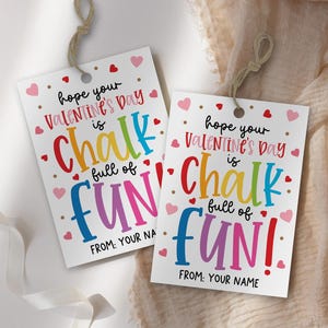 Chalk Valentine Gift Tag, Full of Fun Sidewalk Chalk Hearts, Editable ...