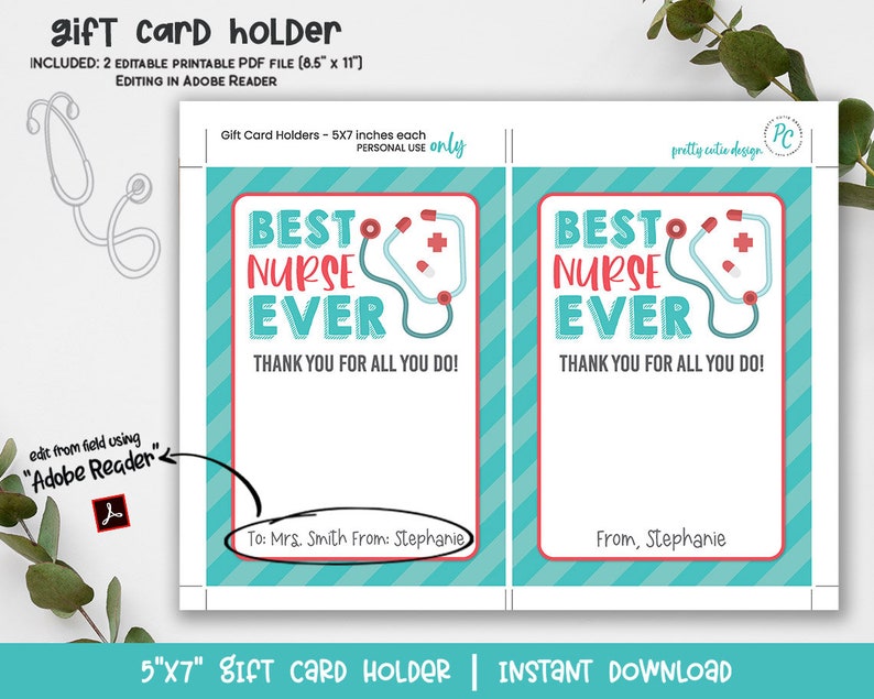 Best Nurse Ever Nurses Day Thank You Gift Card Holder Nurse - Etsy