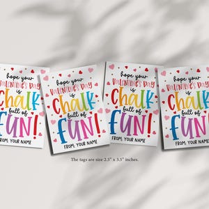 Chalk Valentine Gift Tag, Full of Fun Sidewalk Chalk Hearts, Editable ...