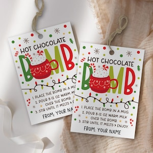 Printable Hot Chocolate Bomb Gift Tag, Christmas Cocoa Bomb ...