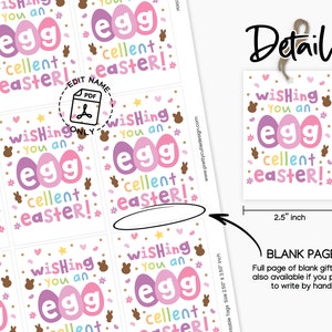 Happy Easter Printable Gift Tags, Eggcellent Easter Gift Tags, Easter ...