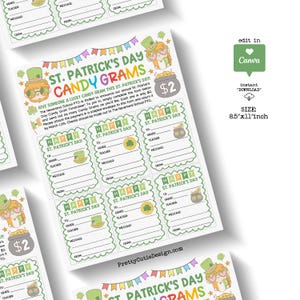 Editable St Patricks Candy Gram Fundraiser Flyer Template, St Patrick's ...