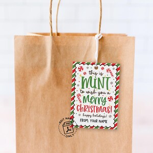 Christmas Candy Gift Tag Printable, Mint to Wish You a Merry Christmas ...