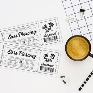 Ear Piercing Gift Certificate Template Printable Surprise Ticket, Ear ...