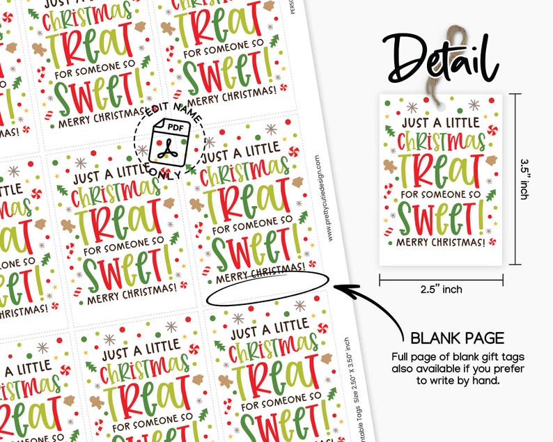 Christmas Treat Gift Tags Printable, Someone so Sweet, Holiday Bakery ...