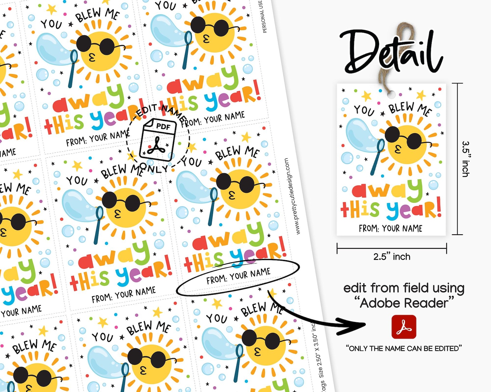 Bubble Gift Tags: End of Year Teacher Thank You (printable) - Etsy