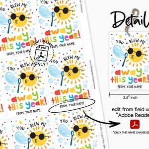 You Blew Me Away This Year Gift Tags, Last Day of School Printable Tags ...