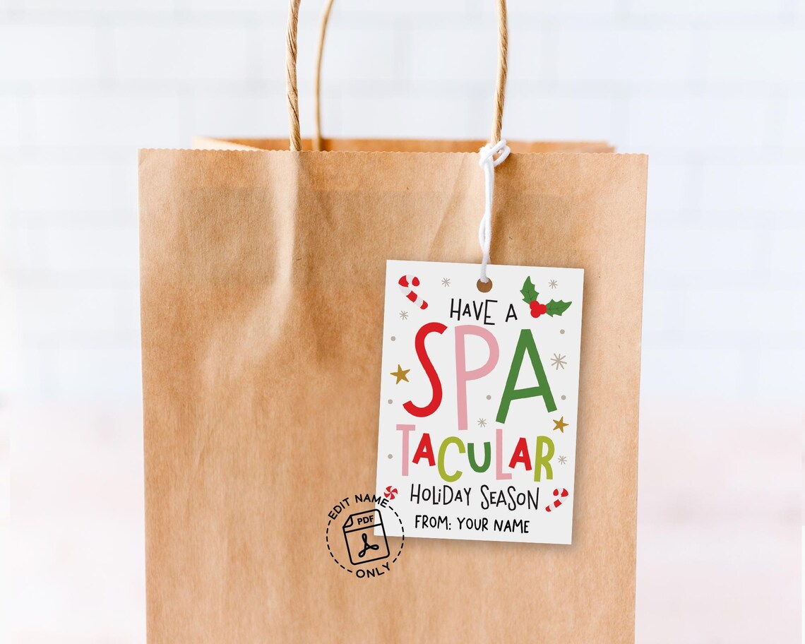 Spa Gift Tags, Spatacular Holiday Printable, Self-care Favor for ...