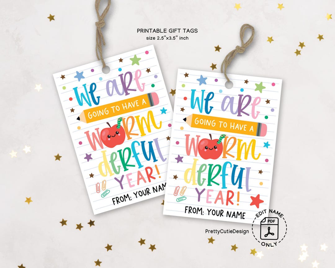 Back to School Gift Tags Printable, Classroom First Day of School Favor ...