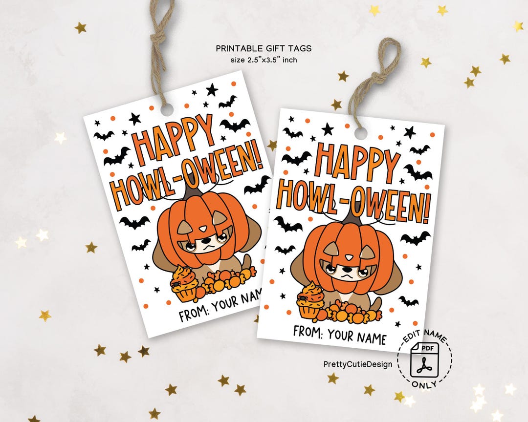Happy Howl-oween Gift Tags: Puppy Costume Design (digital Download) - Etsy