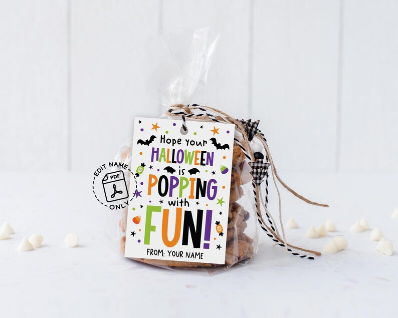 Halloween Popcorn Gift Tags: "popping With Fun" Printable (digital ...