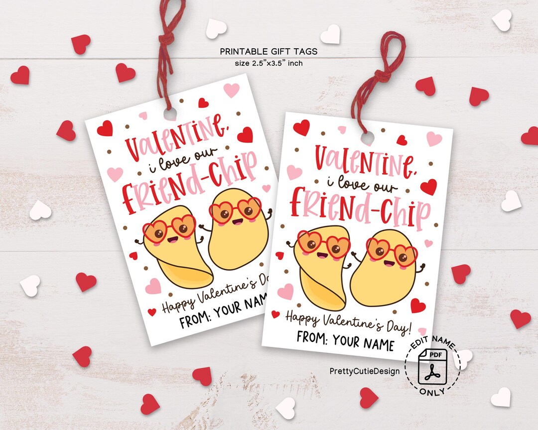 I Love Our Friend Chip Valentine's Day Gift Tag, Potato Chips Valentine ...