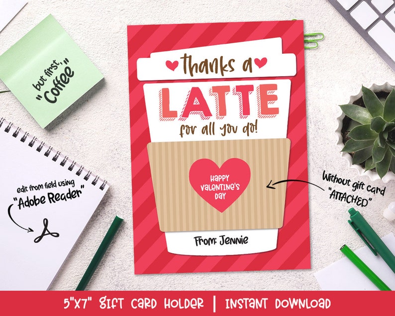 Thanks a Latte for All You Do Valentine's Day Coffee Gift - Etsy