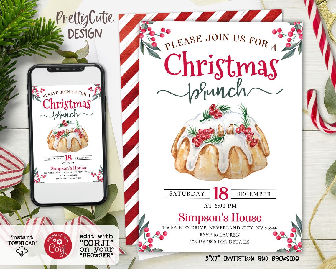 Christmas Brunch Invitation Holiday Christmas Party Brunch - Etsy