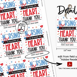 Nurse Appreciation Week Printable Gift Tags, Nurse Gift Tags, Nurse ...