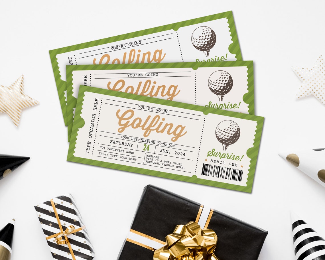 Golf Trip Surprise Ticket Template (digital Download) - Etsy