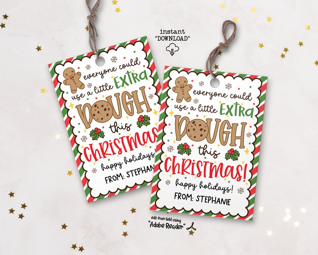 Christmas Cookie Dough Tags, Extra Dough Christmas Cookie Gift Tag ...