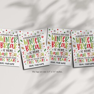 Classroom Christmas Gift Tags, Printable Holiday Tags, Thank You ...