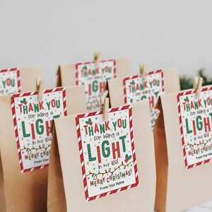 Christmas Thank You Gift Tags, Light in My Life, Holiday Treat Labels ...