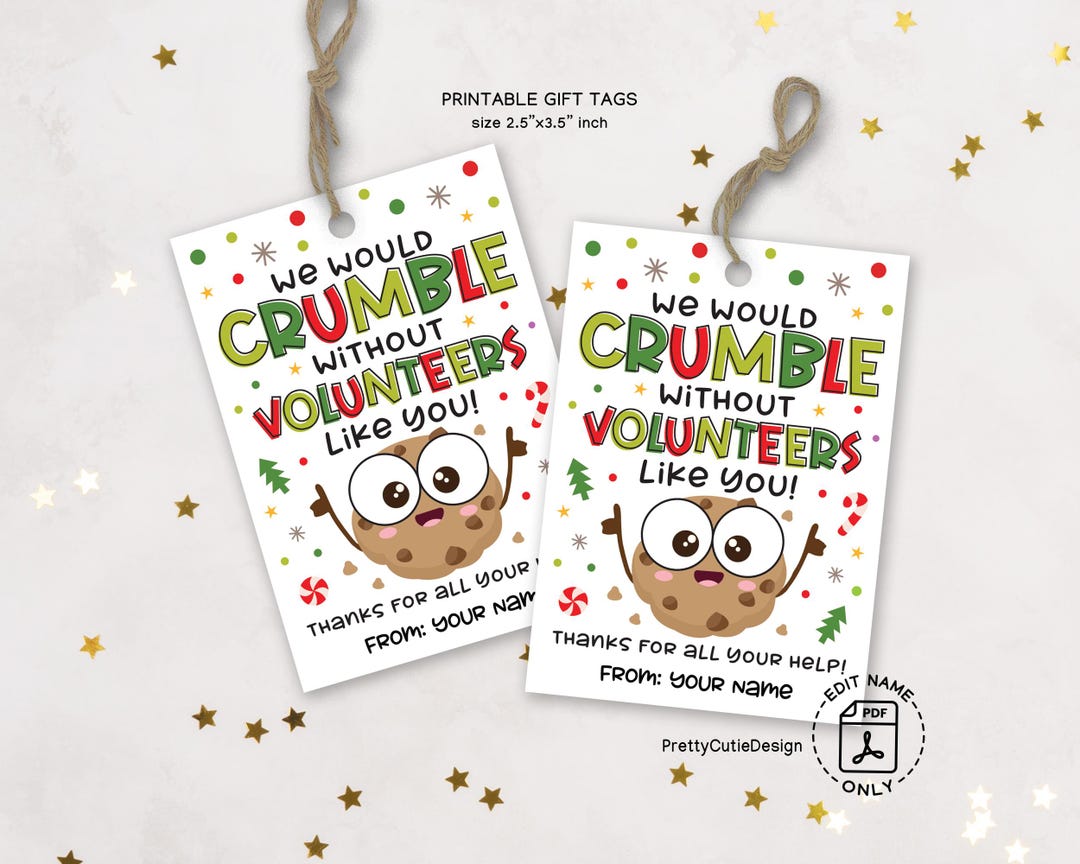 Volunteer Christmas Gift Tags Printable, Volunteer Appreciation Gift ...