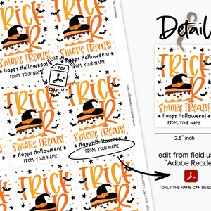 Halloween Printable Gift Tags, Trick or Smore Treat, Spooky Smores Tags ...