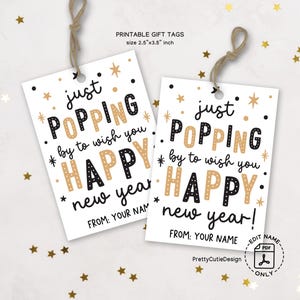Happy New Year Gift Tag Printable, Popping by to Wish You Happy New ...