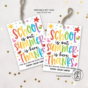 End of School Year Gift Tags, School's Out for Summer Tags, Summer ...