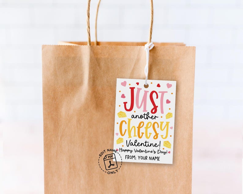 Cheesy Valentine Gift Tag Printable, Cheese Pun Treat Bag Label ...