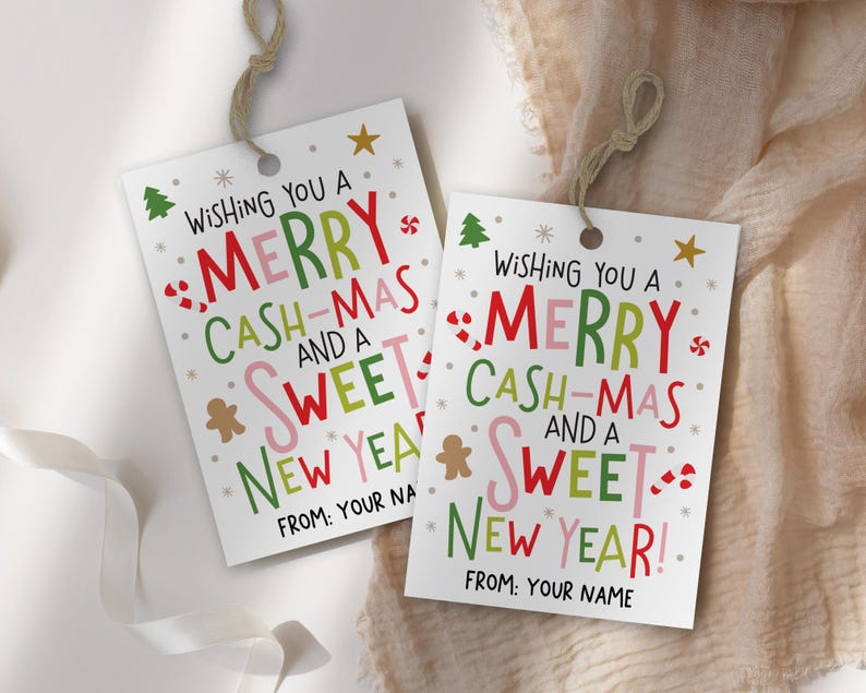 Christmas Money Gift Tags Printable, Cash-mas Treat Labels, Sweet New ...