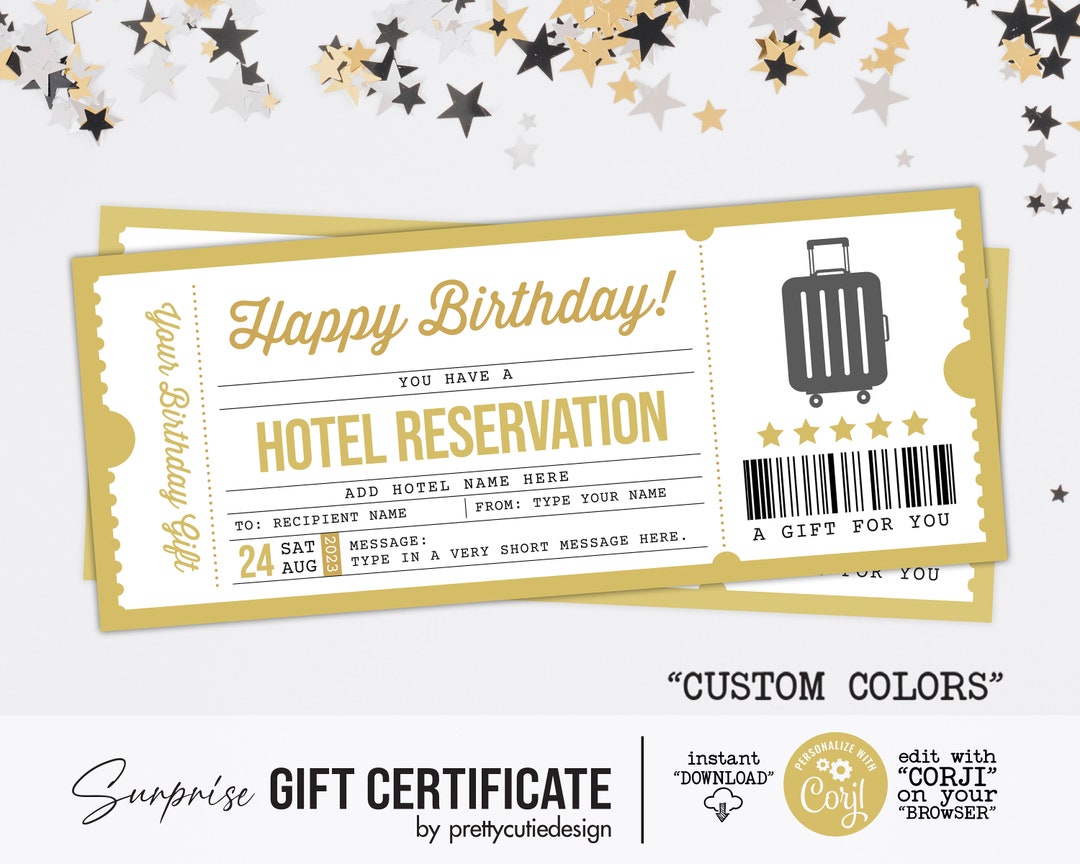 Surprise Hotel Reservation Ticket Weekend Getaway Gift - Etsy