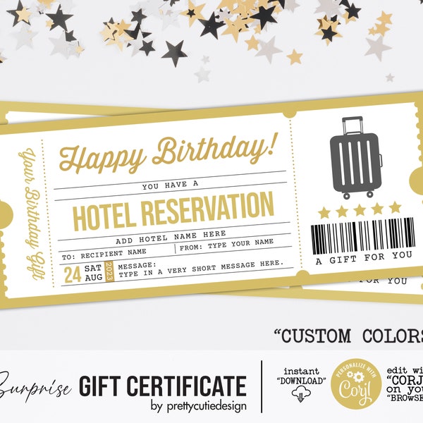 Hotel Reservation Gift Certificate Template - Etsy