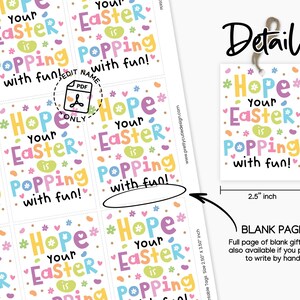 Easter Gift Tags Printable, Hope Your Easter is Popping With Fun, Kids ...