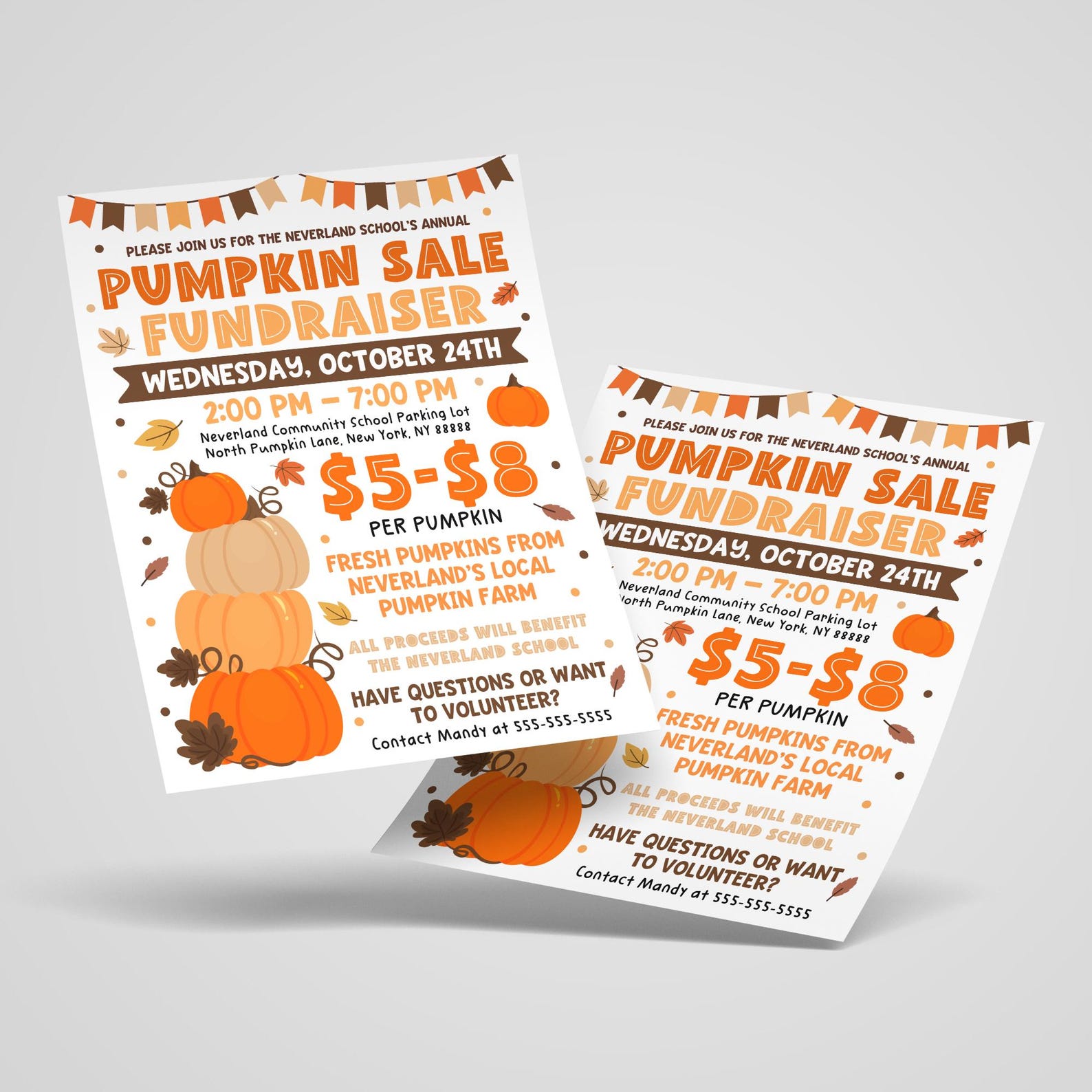 Pumpkin Fundraiser Flyer Template: Editable Fall Event Poster (canva ...