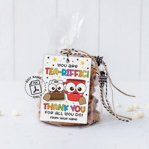 Tea-riffic Teacher Appreciation Tag Printable, Thank You Teacher Tea ...