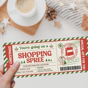 Shopping Spree Christmas Gift Certificate Template Printable, Editable ...