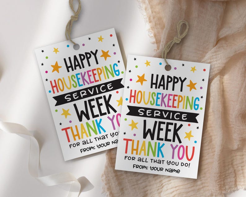 Housekeeping Appreciation Gift Tags, Thank You Printable (digital ...