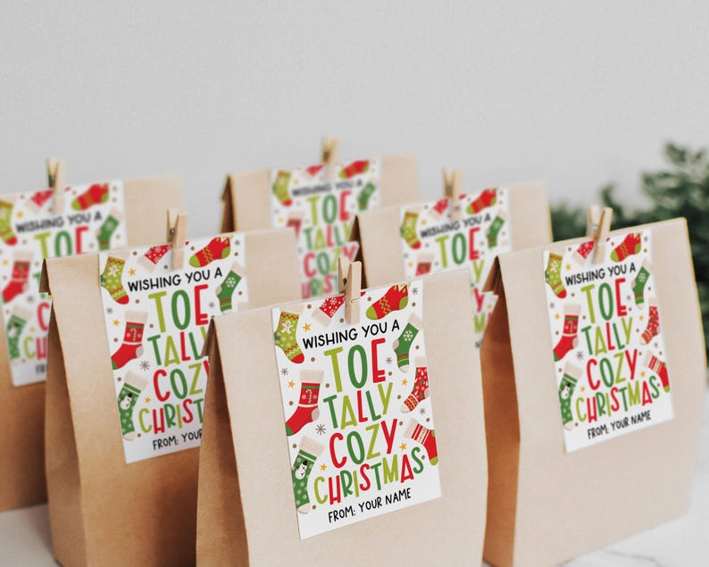 Christmas Gift Tags Printable, Toe Tally Cozy Socks Theme, Holiday ...