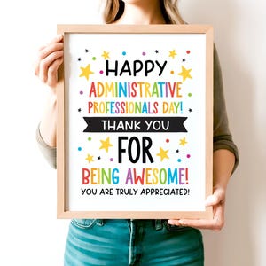 Administrative Professionals Day Sign Printable, Office Wall Art, Admin ...