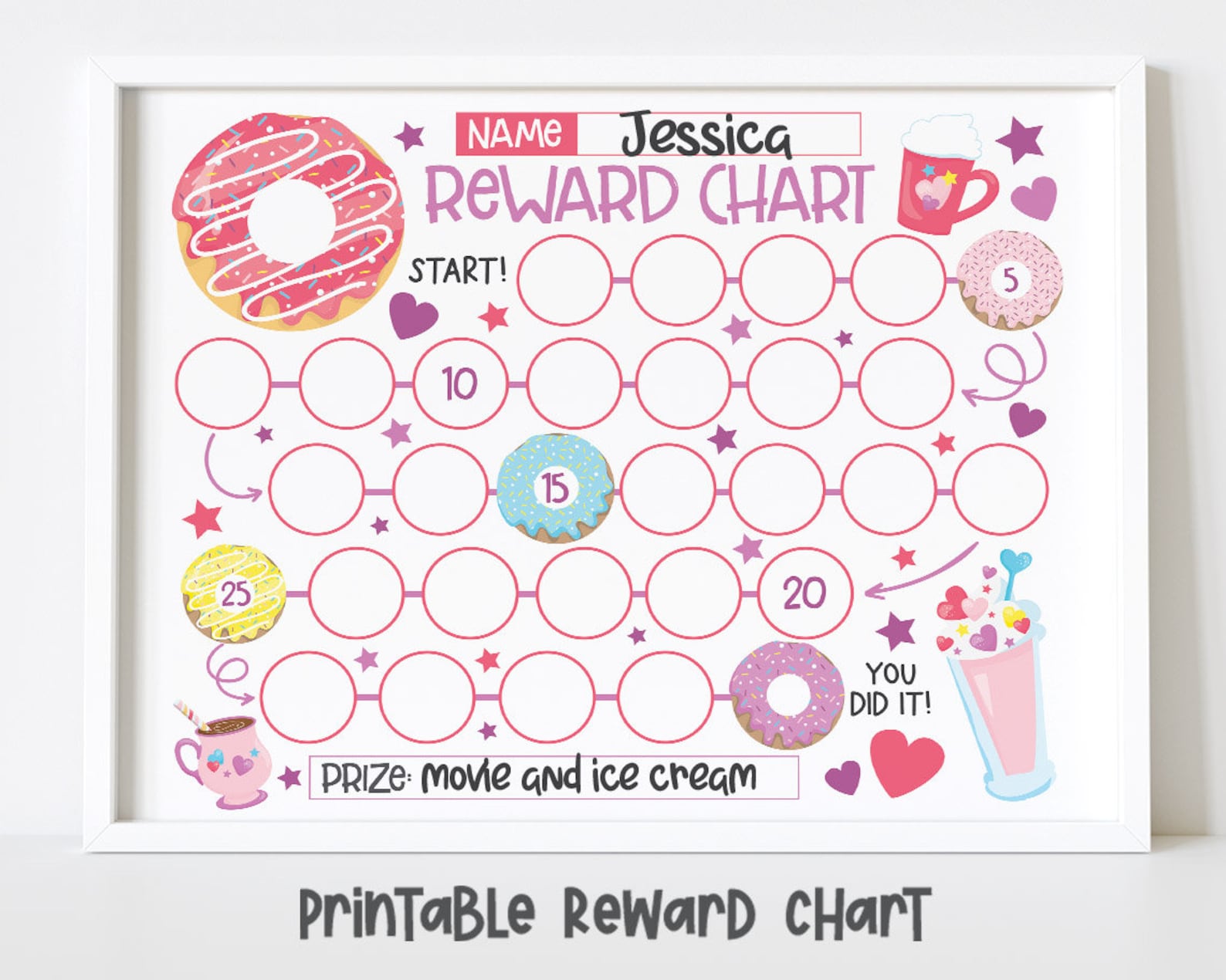 Donut Kids Reward Chart, Printable Sticker Chart (instant Download) - Etsy
