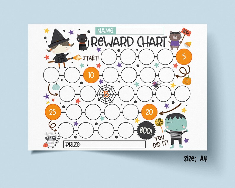 Halloween Reward Chart for Kids Simple Kids Reward Chart - Etsy