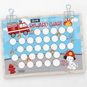 Fire Fighter Reward Chart for Kids, Simple Kids Reward Chart ...