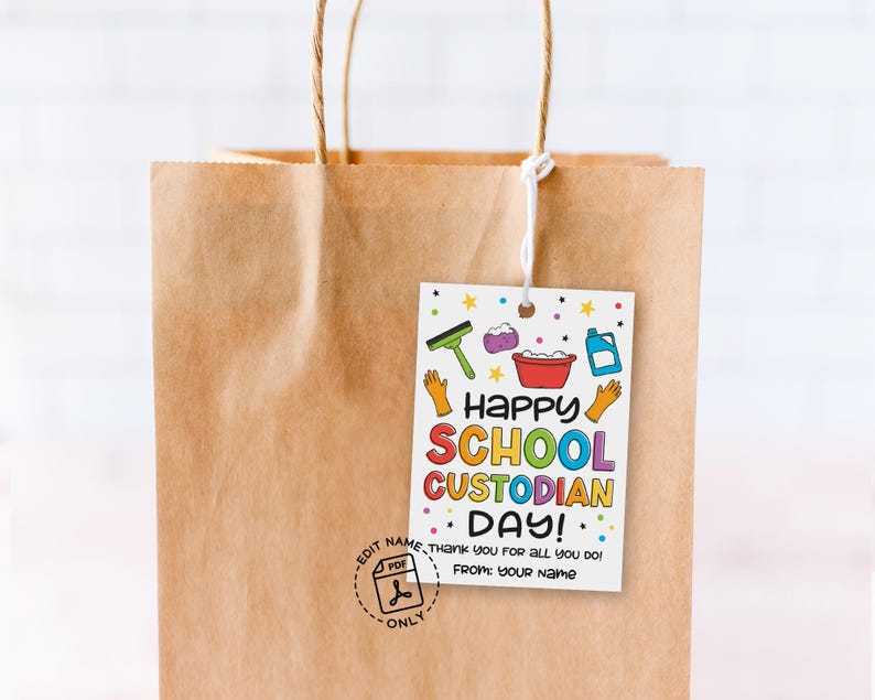 School Custodian Appreciation Gift Tags (printable) - Etsy