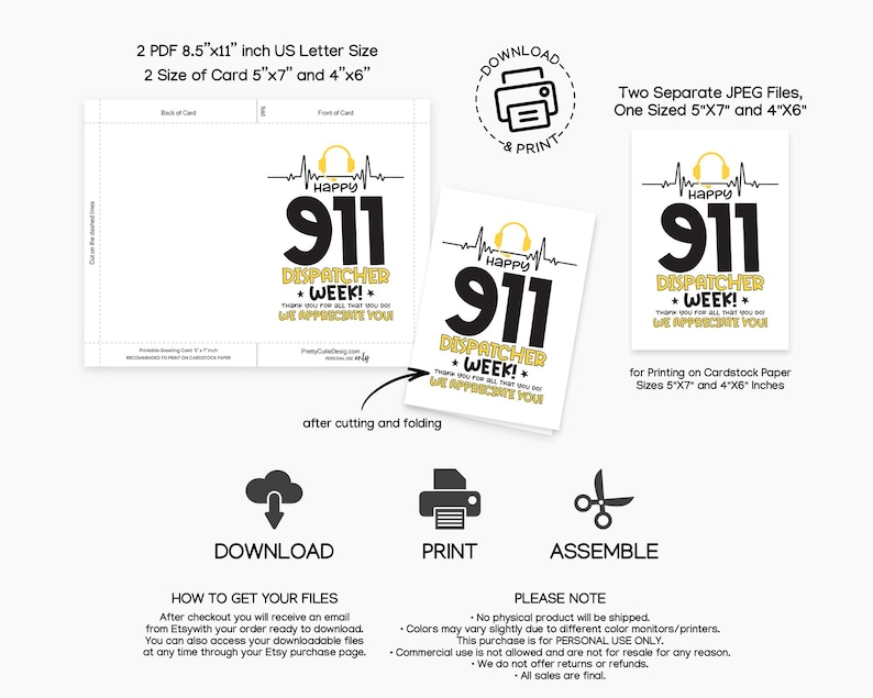 911 Dispatcher Greeting Card Printable, Public Safety Appreciation Card ...