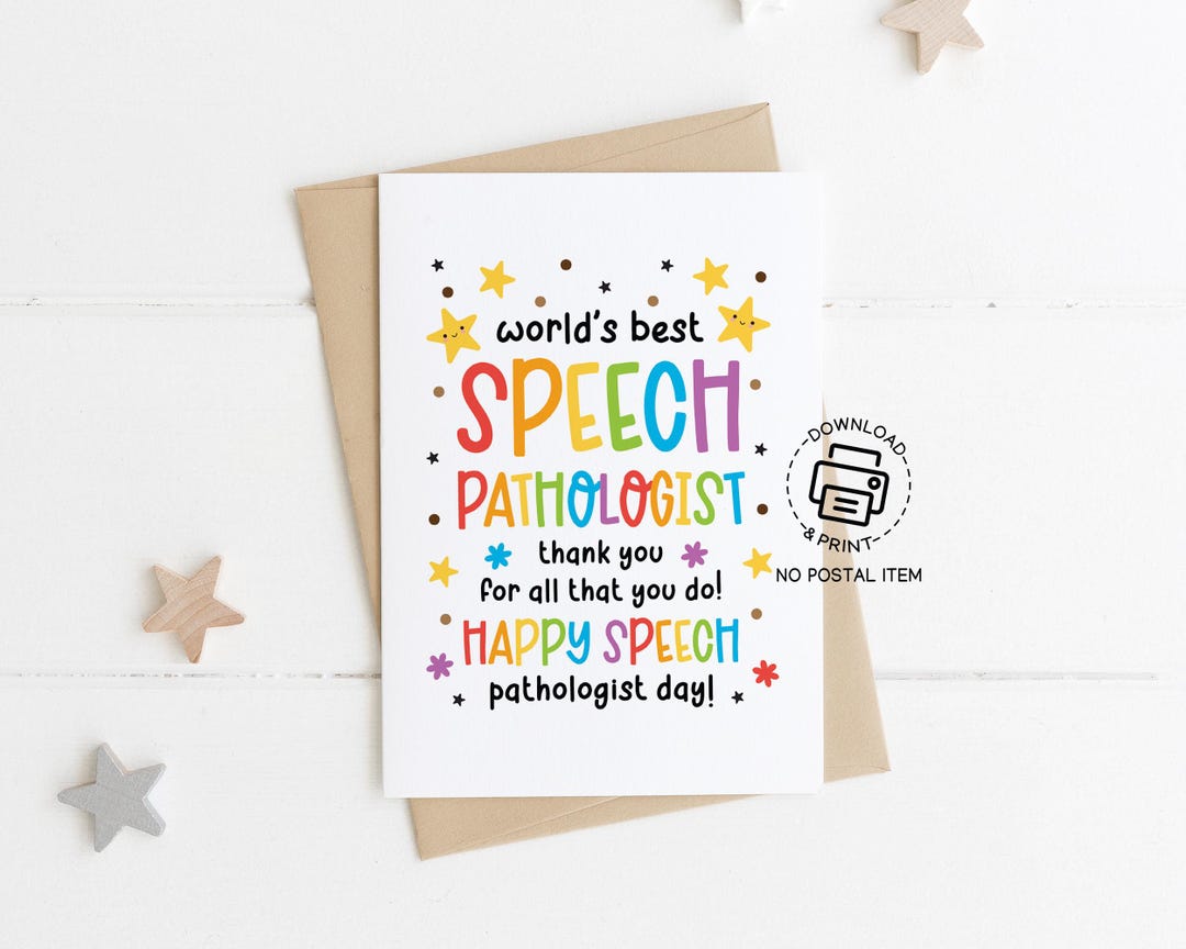 World’s Best Speech Pathologist Card Printable, SLP Appreciation ...