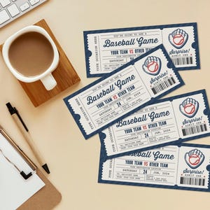 Baseball Game Ticket Gift Template: Printable Surprise Voucher (canva ...