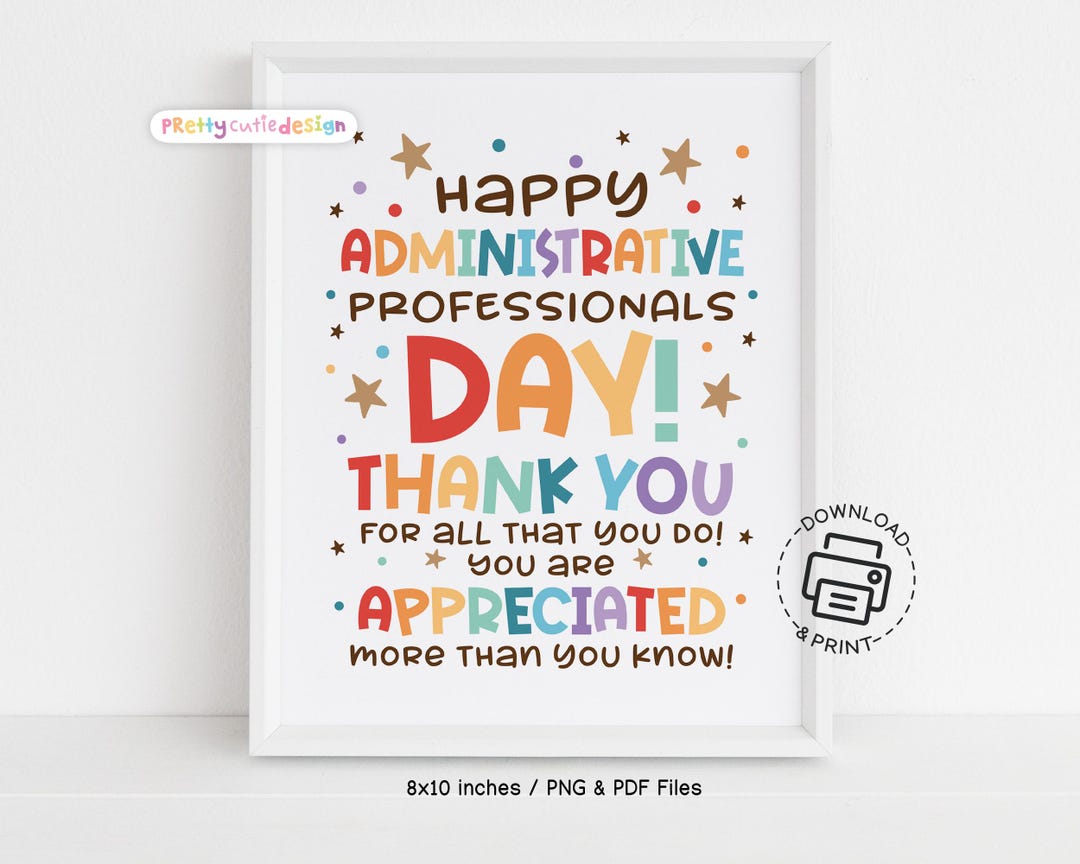 Administrative Professionals Day Sign Printable, Office Thank You Wall ...