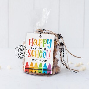 Back to School Gift Tag Template, Printable Rainbow First Day of School ...
