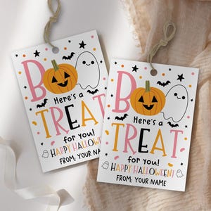 Halloween Gift Tags Printable, Boo Here’s a Treat for You, Candy Goodie ...