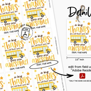 School Bus Driver Appreciation Tag Printable, Awesome Bus Driver Thank ...